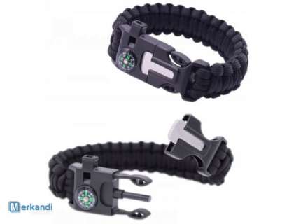 5 in 1 Paracord Survival Bracelet with Compass Emergency Whistle Flint and Blade